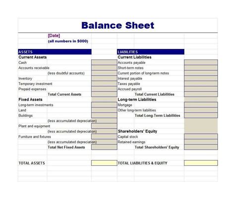 Free Free Balance Sheet Template Word Excel Formats