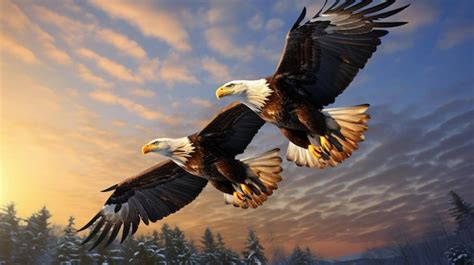 Premium Photo Majestic Bald Eagles Fly High In The Sky