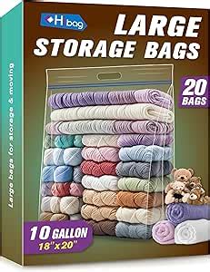 Hibag 10 Gallon Large Storage Bags 18” X 20” Resealable