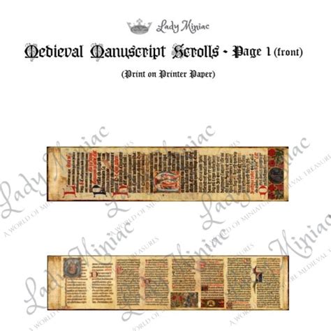 Mini Medieval Illuminated Scrolls Lady Miniac