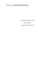 EBP Task 1 Parts A B Docx 1 Running Head EVIDENCE BASED PRACTICE TASK 1 Evidence Based