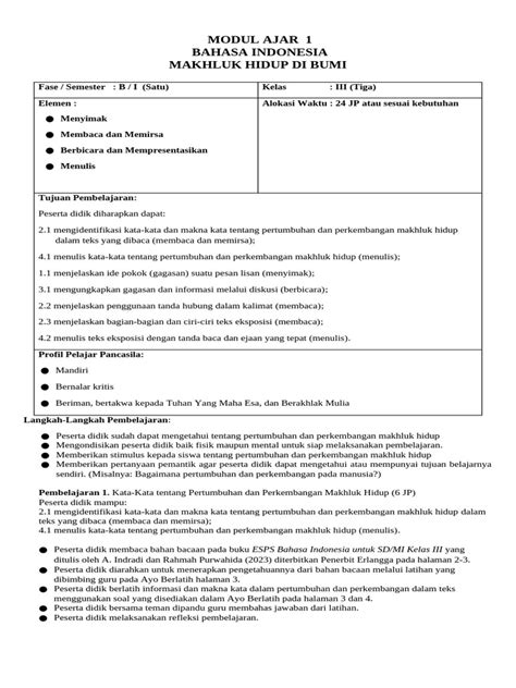 1 Esps B Indonesia Sdmi Kls3km Ma Modul Ajar Modul Ajar Ma Esps