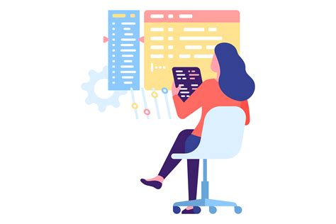 woman working with code debugging proce graphic by vectorbum