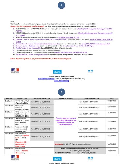 Session 2 2025 Cours Fle Class And Registration Dates Pdf Pro Forma Banks