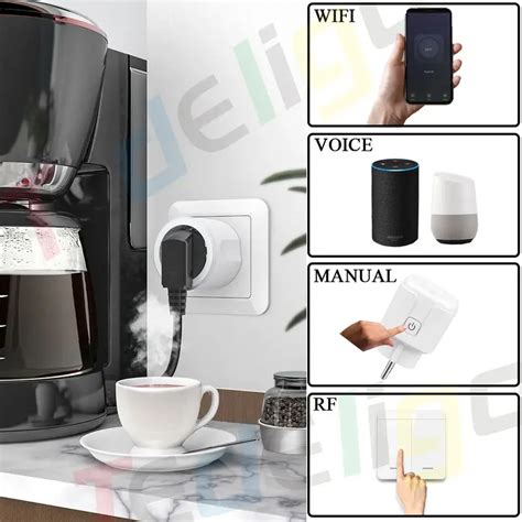 와이파이 및 433 백만헤르쯔 스마트 플러그 소켓유럽 표준 110 볼트 220 볼트 240 볼트 3000 와트 16 어댑터 및 무선 벽 스위치전원 모니터타이밍 기능