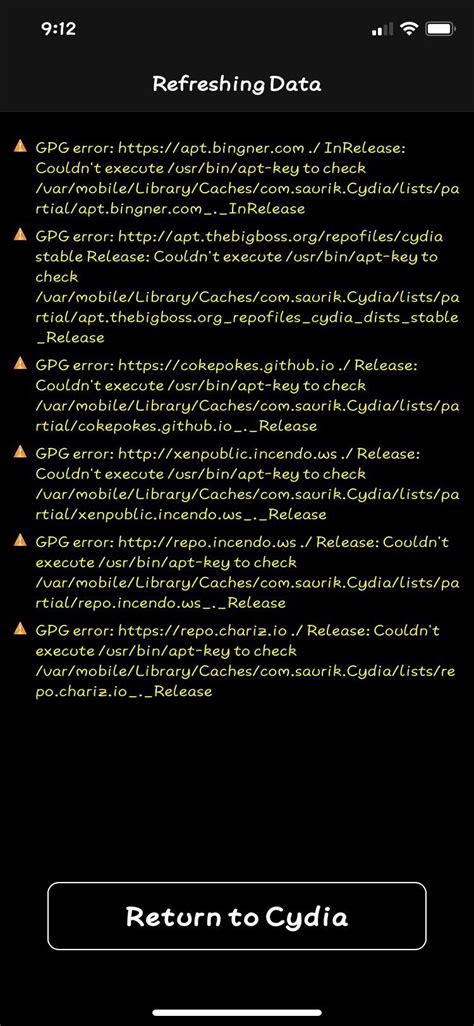 Cydia Errors How Do I Fix R Jailbreak