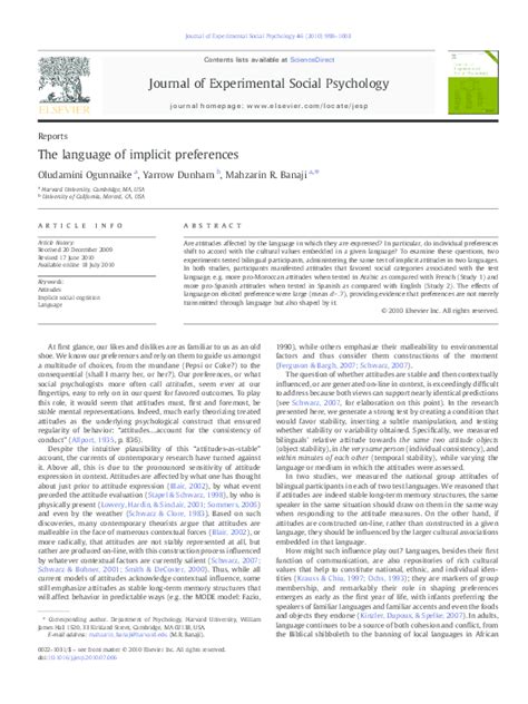 Pdf The Language Of Implicit Preferences