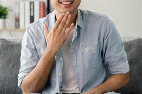 Happy Young Deaf Man Using Sign Language To Communicate With Other People Stock Image Image Of