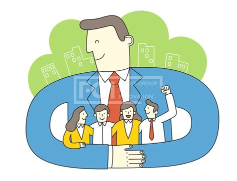 Ill191 프리진 일러스트 비즈니스 회사 기업 업체 직장 사회 생활 사람 인물 캐릭터 그룹 단체 구성원 팀 팀워크 리더 대장 대표