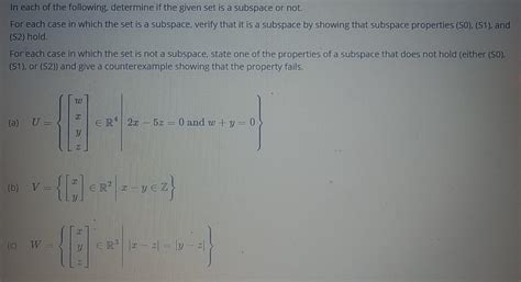 solved in each of the following determine if the given set