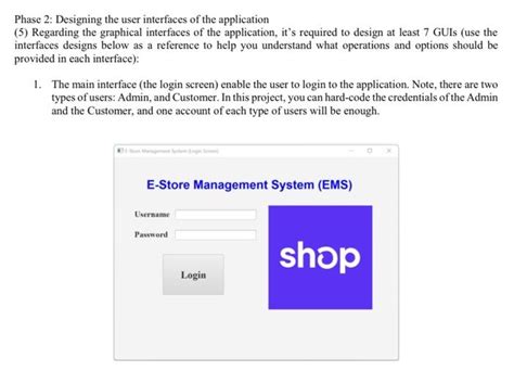 Solved Phase Designing The User Interfaces Of The Chegg