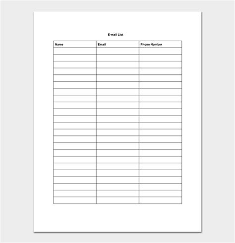 Free Mailing List Templates PDF MS Word Excel