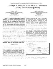 Design Analysis Of Bit RISC Processor Pdf International Conference On Computing