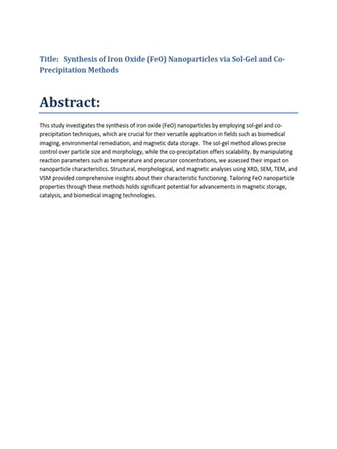 Iron Oxide Nano Particles Pdf