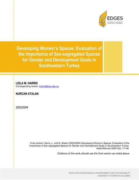 pdf developing women s spaces evaluation of the importance of sex
