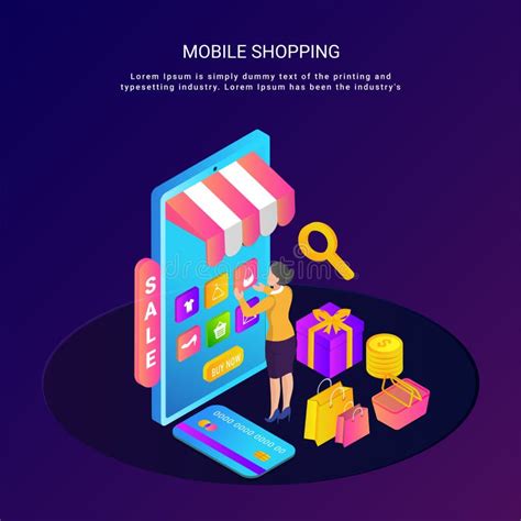 Mobile UI UX Concept Based Landing Page Set With Smartphone And Infographic Elements Stock
