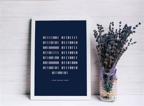 custom binary code poster sign framed wall art custom quote print
