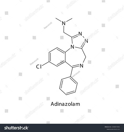 Adinazolam Molecule Flat Skeletal Structure Benzodiazepine เวกเตอรสตอก ปลอดคาลขสทธ
