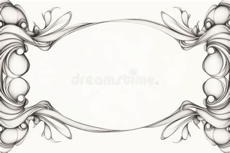 Abstract Monochromatic Frame With Swirling Lines And Circular Shapes Stock Illustration