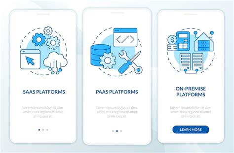 Premium Vector Types Of Ecommerce Platforms Blue Onboarding Mobile