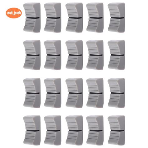 20pcs 24mmx11mmx10mm Console Mixer Slider Fader Knobs Replacement For Potentiometer Gray Knob