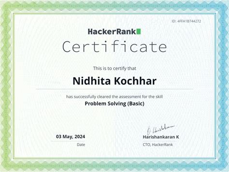 Problemsolving Hackerrank Achievementunlocked Nidhita Kochhar