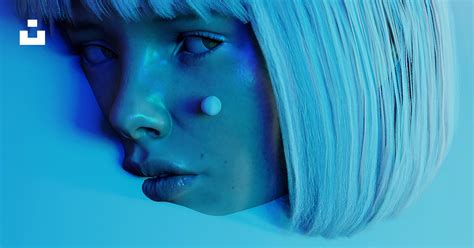 그녀의 왼쪽을 보고 있는 파란 머리를 가진 여자 사진 Unsplash의 무료 파랑 이미지