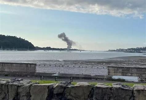 Motorboat Explodes Before Bursting Into Flames Off North Wales As Two People Are Rescued From