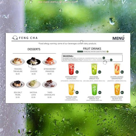 Menu At Feng Cha Yukon Desserts Yukon