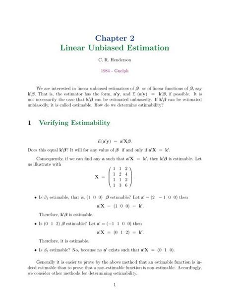 Chapter Linear Unbiased Estimation CGIL