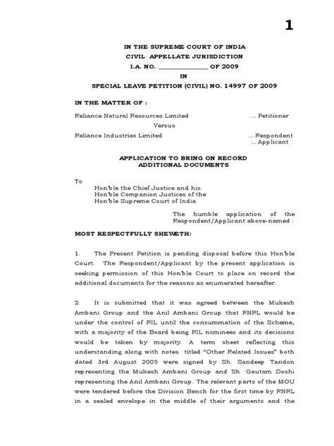Rils Application To File Additional Documents Pdf Affidavit Judiciaries