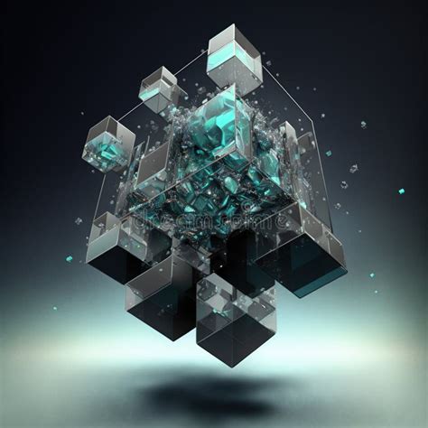 Geometric Cubic Shape With Ravishing Spectrum Of Prismatic Color Stock