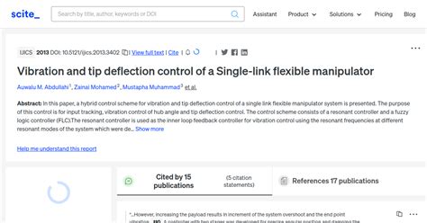Vibration And Tip Deflection Control Of A Single Link Flexible Manipulator