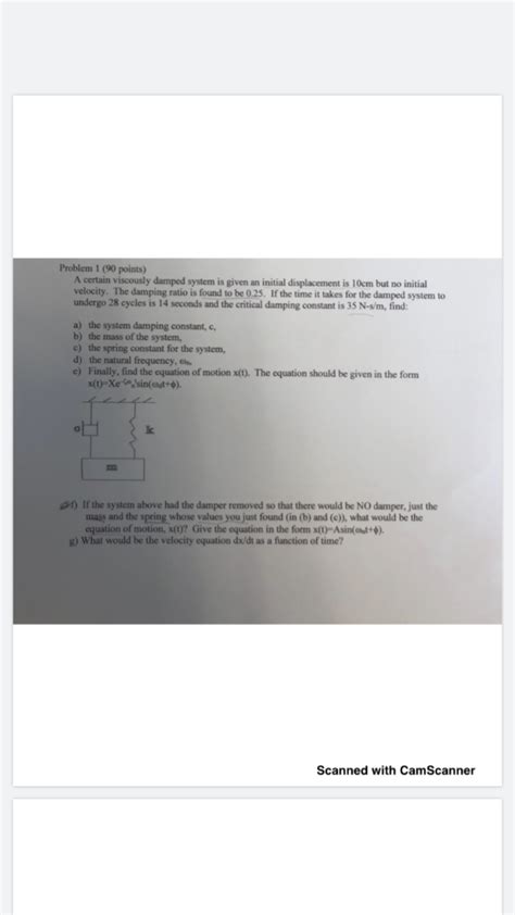 Solved Problem Points A Certain Viscously Damped Chegg