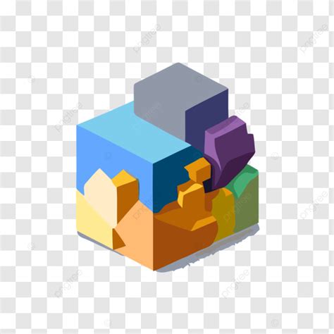 An Animated 3d Cube Made From Colorful Shapes Vector A Simplistic