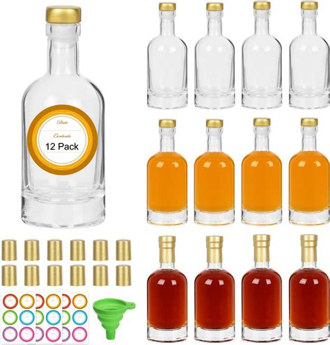 Tideme 24 Pack Clear Glass Bottles 34 Oz Glass Liquor