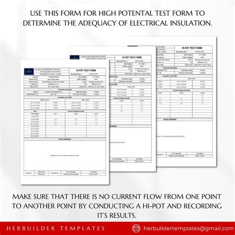 Hi Pot Test Form High Potential Testing Diaelectric Withstand Test