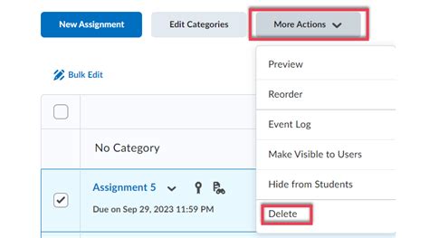 create edit preview delete and restore assignments instructor