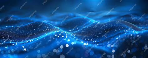 Abstract Blue Background With Glowing Particles Creating A Futuristic Atmosphere Premium Ai