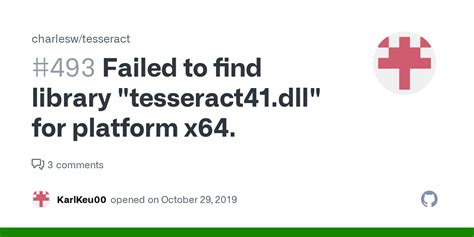 failed to find library tesseract41 dll for platform x64 · issue 493