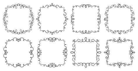 소용돌이 프레임 붓글씨 디자인 요소 선조 빈티지 분배기 테두리 곱슬 장식 장식 프리미엄 벡터