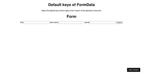 Formdata Example CodeSandbox