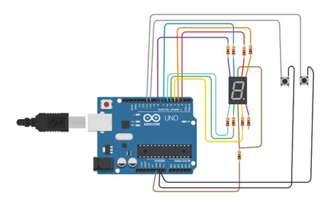 Circuit Design ธีรนาฎ008 Button 7 Segment Tinkercad