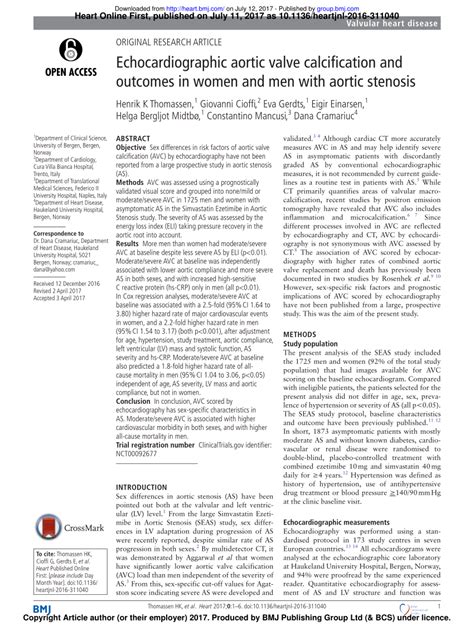 Pdf Echocardiographic Aortic Valve Calcification And Outcomes In