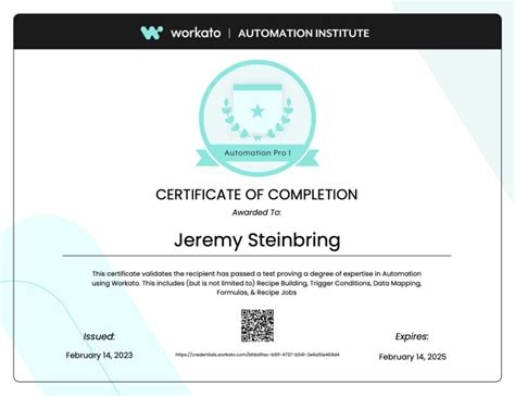 Jeremy Steinbring ☁️ On Linkedin Workato Certifications Automation