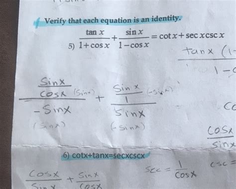 Solved Verify That Each Equation Is An Identity Sin X Chegg Com