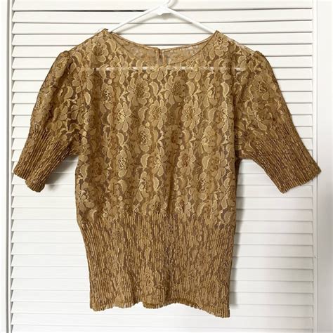 Source Unknown Tops Vintage Gold Lace Blouse Poshmark