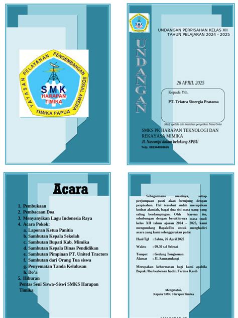 Undangan Perpisahan Siswa Kelas Xii Smk Harapan Timika Pdf