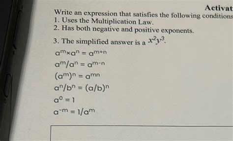 solved activat write an expression that satisfies the following