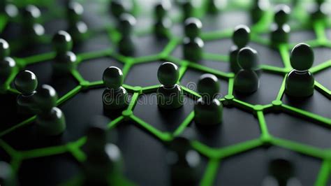 Network Of Figures Connected By Green Lines Representing Social